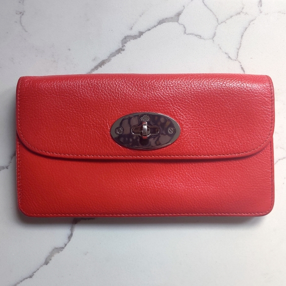 Mulberry | Bags | Mulberry Wallet Beautiful Spring Orange Checkbook ...